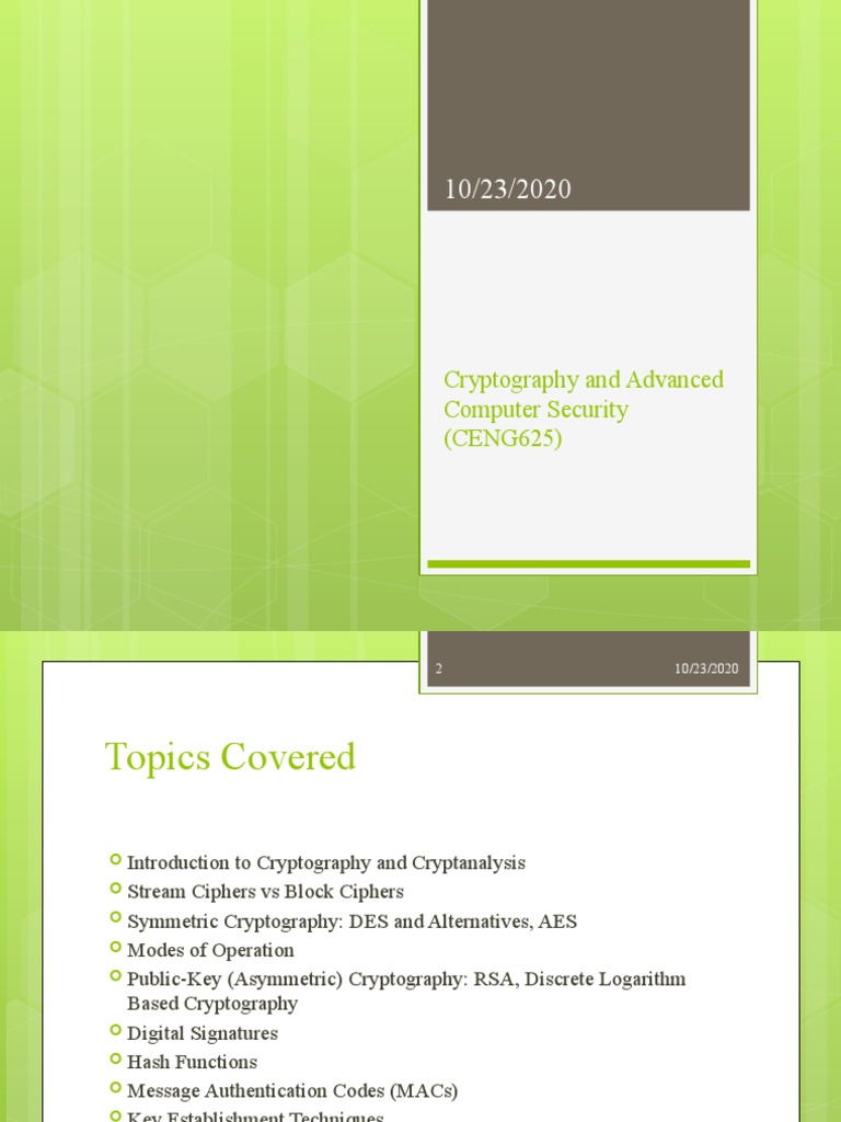 Cryptography and Advanced Computer Security (CENG625) | PDF ...