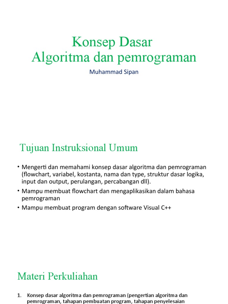 Konsep Dasar Algoritma Dan Pemrograman1 | PDF | Metode & Bahan Ajar ...