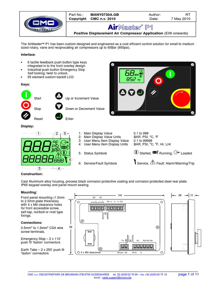 MANY0730A.GB AirMaster P1 - Positive Displacement Application | PDF | Menu (Computing) | Power ...