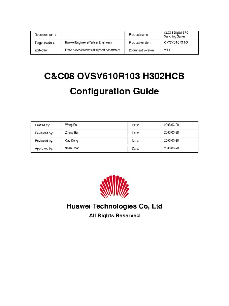 C&C08 OVSV610R103 H302HCB Configuration Guide: Huawei Technologies Co ...