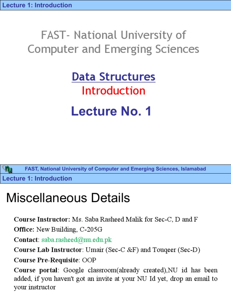 FAST-National University of Computer and Emerging Sciences: Data Structures | PDF | Data ...
