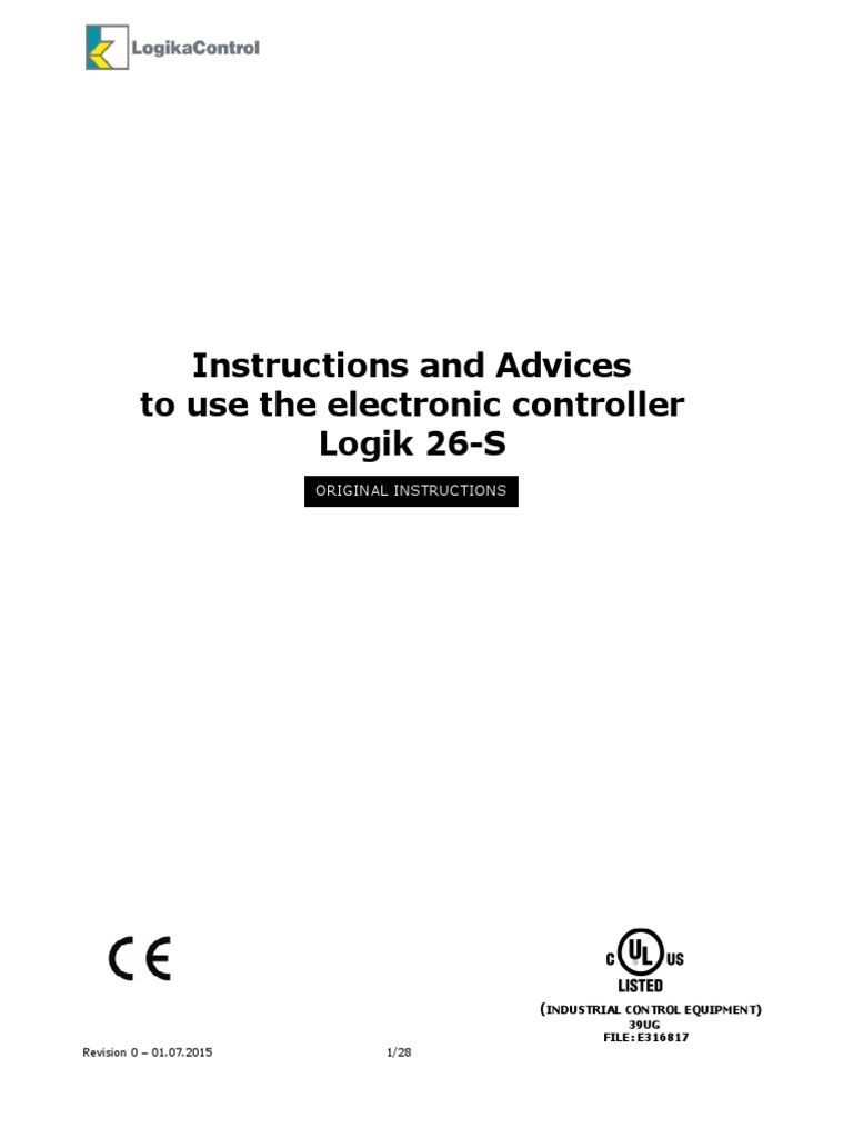 Instructions and Advices To Use The Electronic Controller Logik 26-S ...
