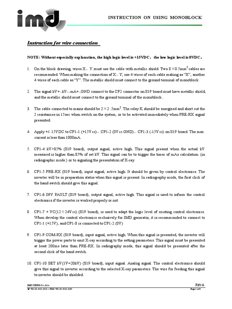 INSTRUCTION FOR USING IMD MONOBLOCK-2014-Rev A | PDF | Vacuum Tube ...