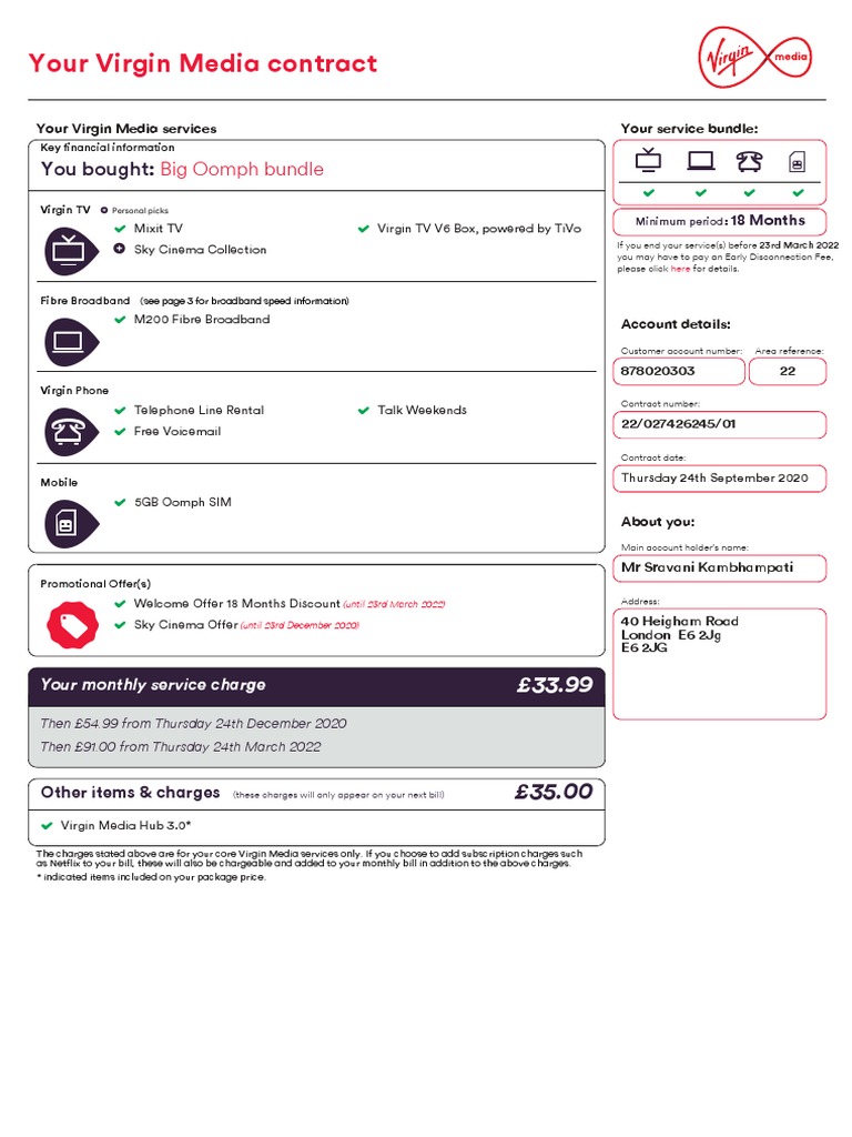 C A D R: Your Virgin Media Contract | PDF | Internet Access | Cheque