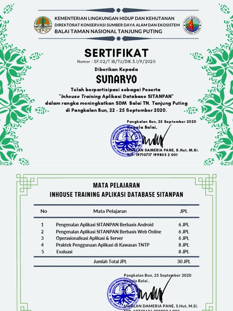 Sertifikat Pelatihan | PDF