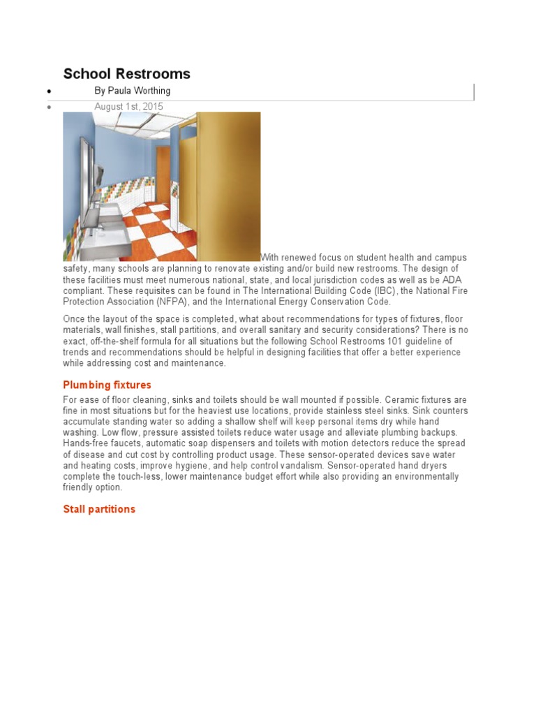 School Restrooms PROPOSAL | PDF | Public Toilet | Tile
