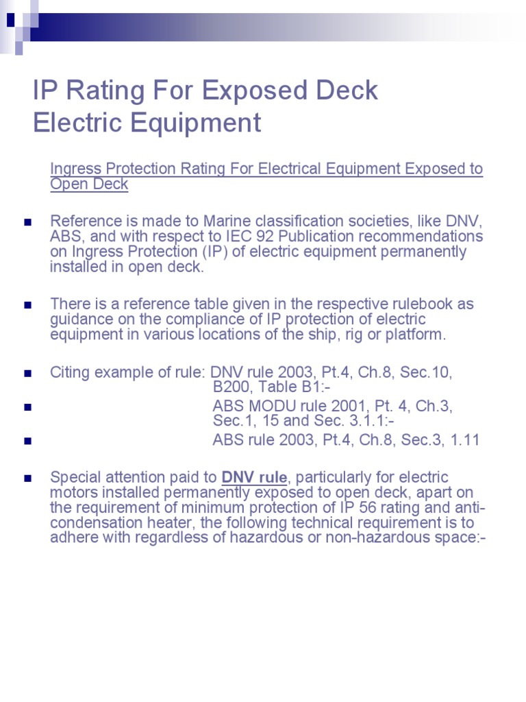 IP Rating For Exposed Deck Electric Equipment | PDF | Technology ...