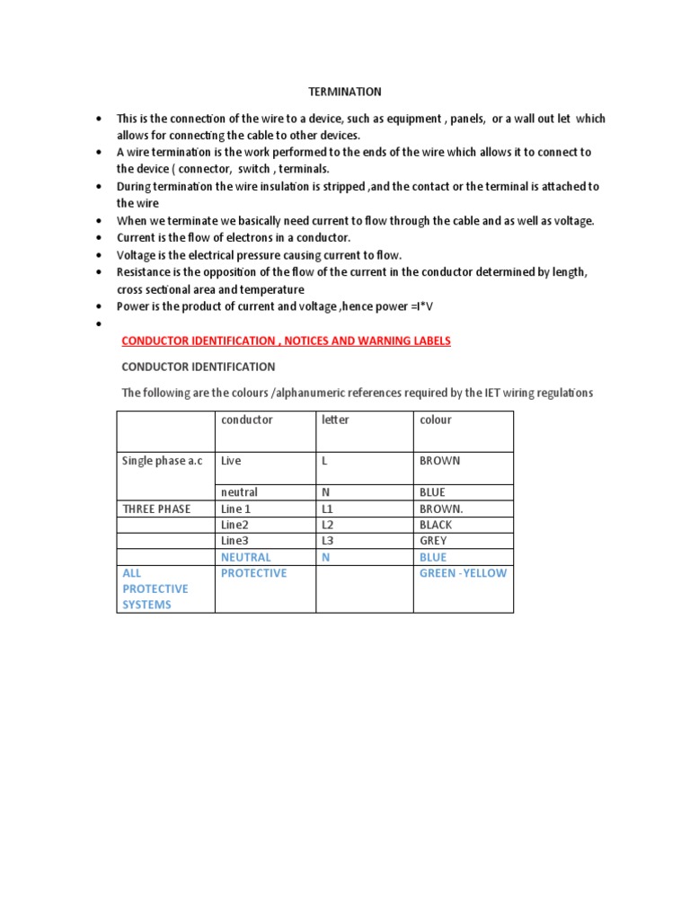 Conductor Identification, Notices and Warning Labels | PDF