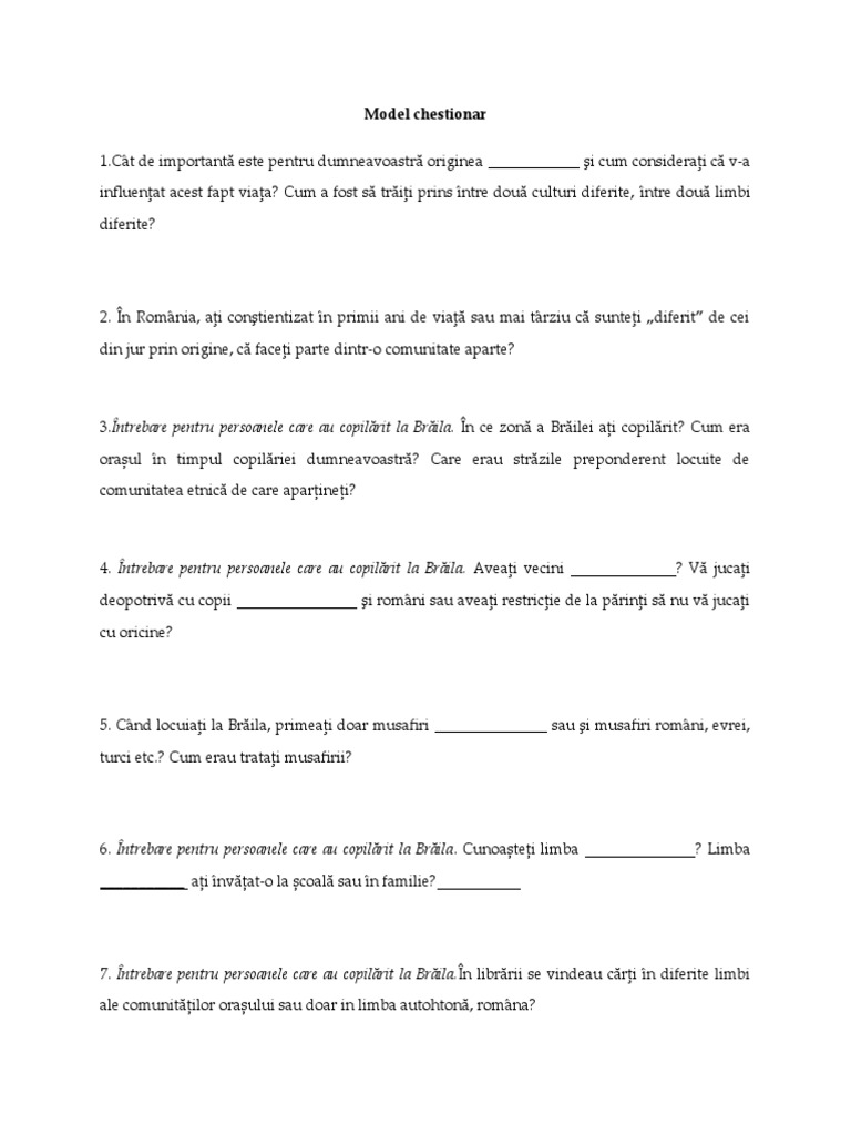 Model Chestionar | PDF