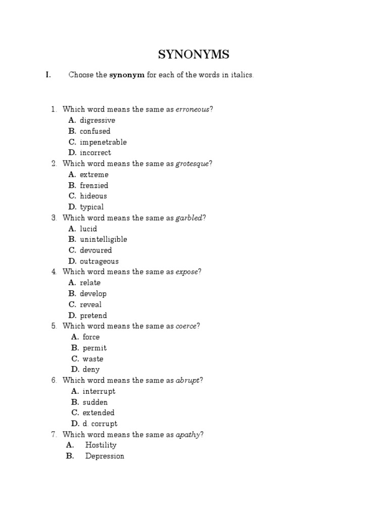 All-In-One. Synonyms, Antonyms and Analogies PDF | PDF | Lexical Semantics
