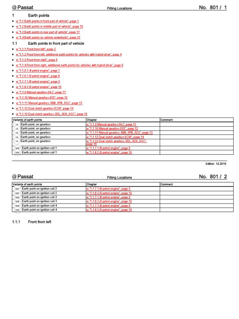 VW Passat b8 Component Locations Eng | PDF | Fuse (Electrical ...