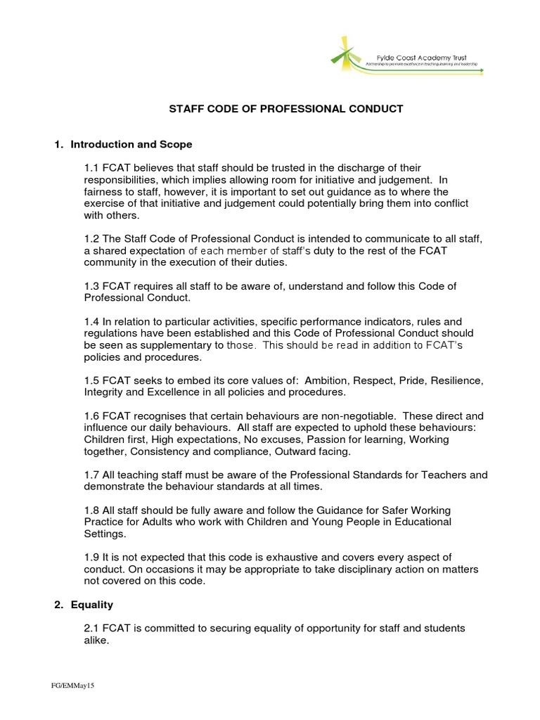 Professional Code of Conduct | PDF | Occupational Safety And Health ...