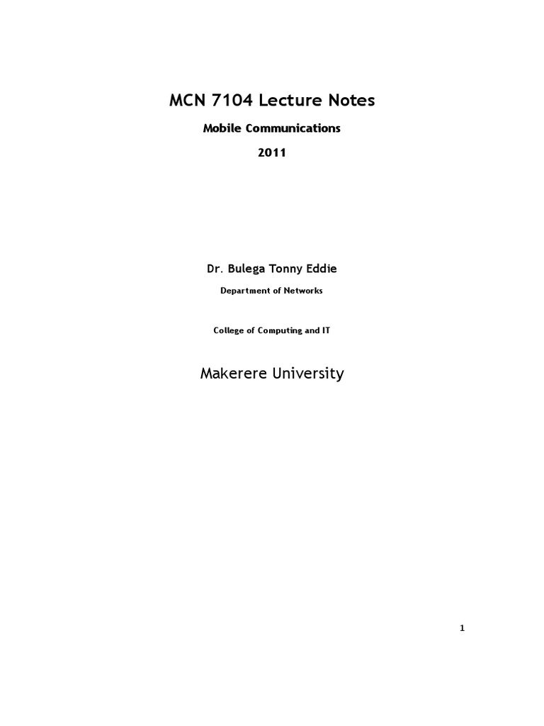 MCN 7104 Lecture Notes: Makerere University | Download Free PDF ...