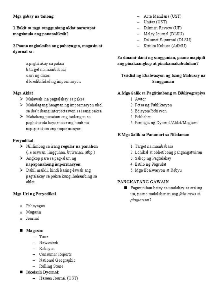 Filipino Notes | PDF