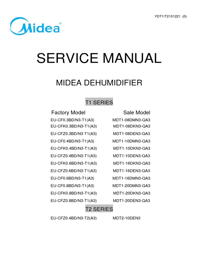 Manual Dezumidificator Midea Mdt1-16den3 | PDF | Capacitor | Electric Motor