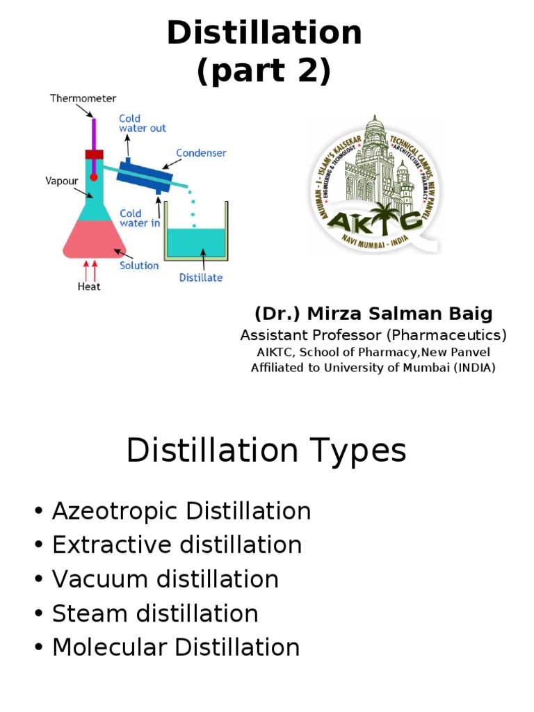 Distillation (Part 2) : (DR.) Mirza Salman Baig | PDF | Distillation ...