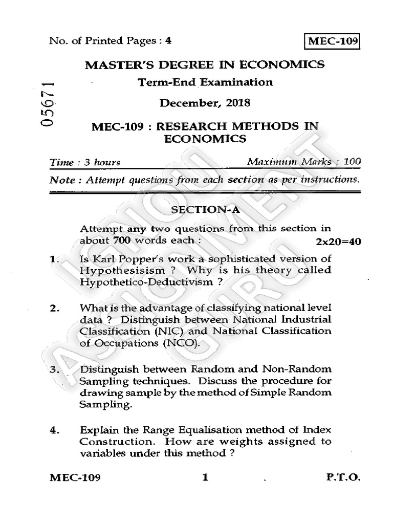 Economics Research Methods Exam | PDF | Computers