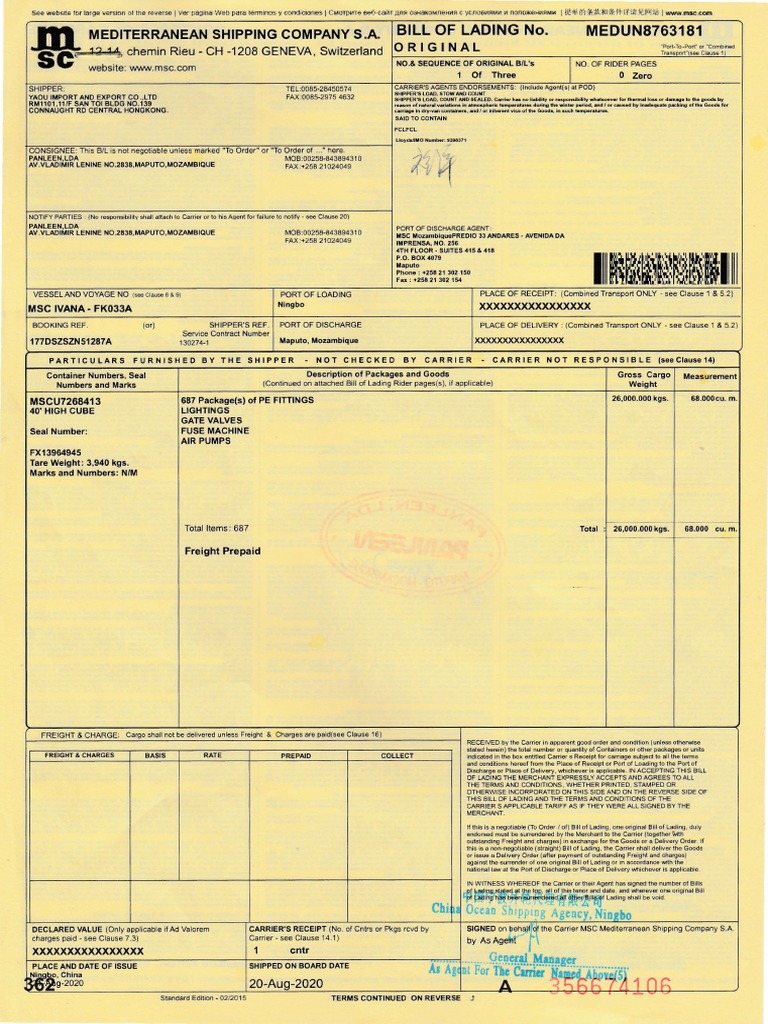 BL | Cargo | Bill Of Lading