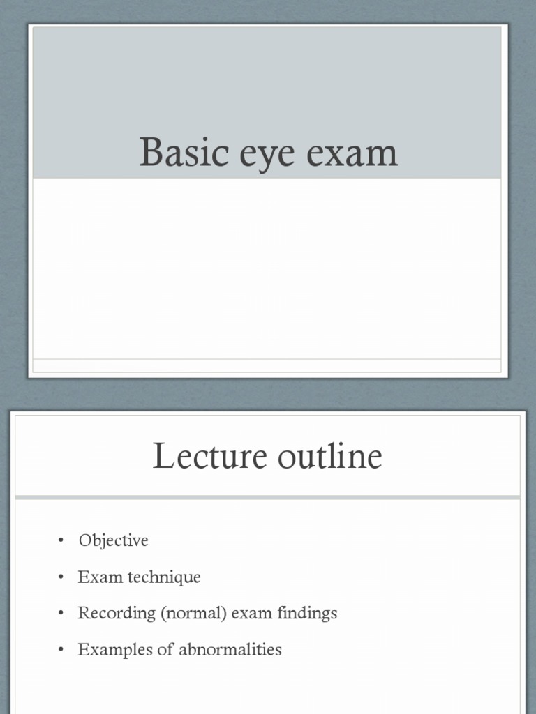 Ophthalmologic Exam PDF | PDF | Visual Acuity | Facial Features