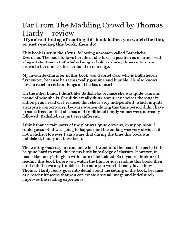 Far From The Madding Crowd by Thomas Hardy | PDF | Far From The Madding ...