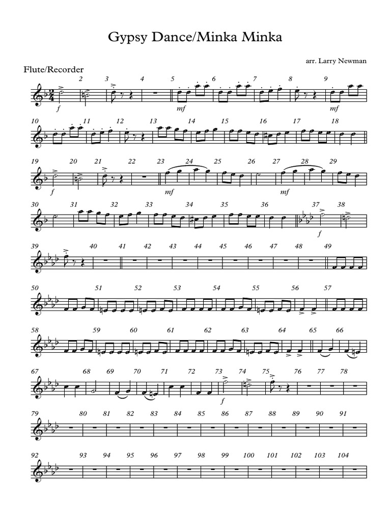 Gypsy Dance Adapted Flute Recorder Incl Coda | PDF