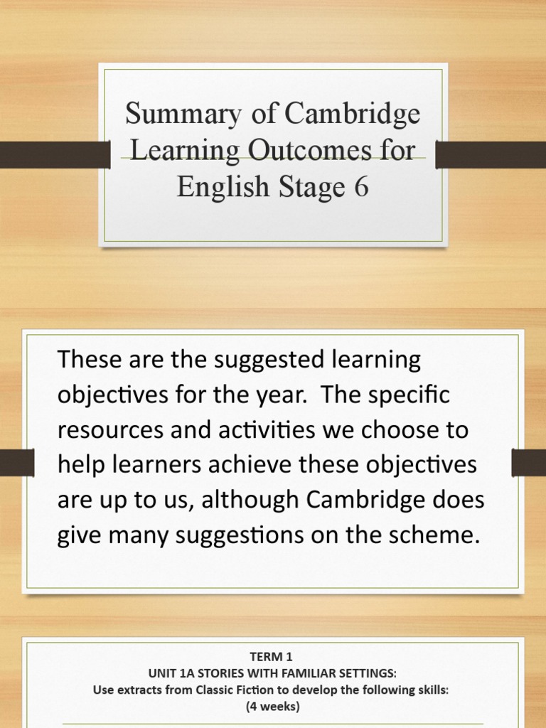 Cambridge English Scheme of Work Summarised For Grade 6 | PDF | Poetry ...