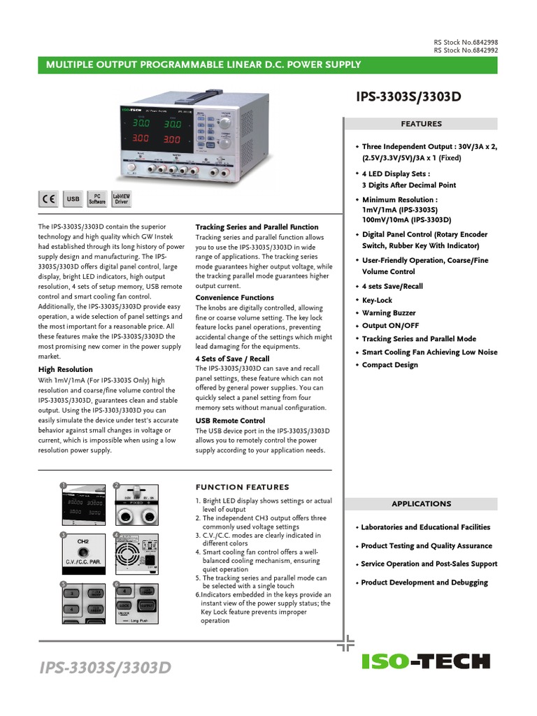 ISO TECH IPS 3303D Data Sheet | Download Free PDF | Power Supply ...