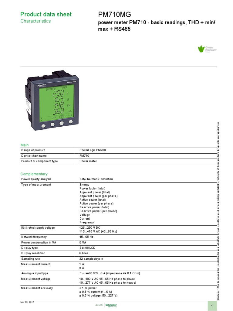 PM710MG: Product Data Sheet | PDF | Ac Power | Alternating Current