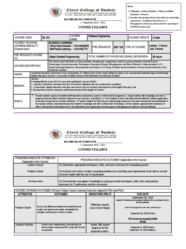 Course Syllabus: BACHELOR OF SCIENCE IN | PDF | Software Development | Graphical User Interfaces