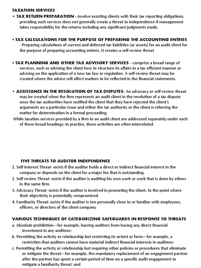 Taxation Services - TAX RETURN PREPARATION - Involve Assisting Clients ...