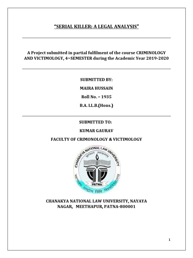 Serial Killer: A Legal Analysis | PDF | Offender Profiling | Serial Killer