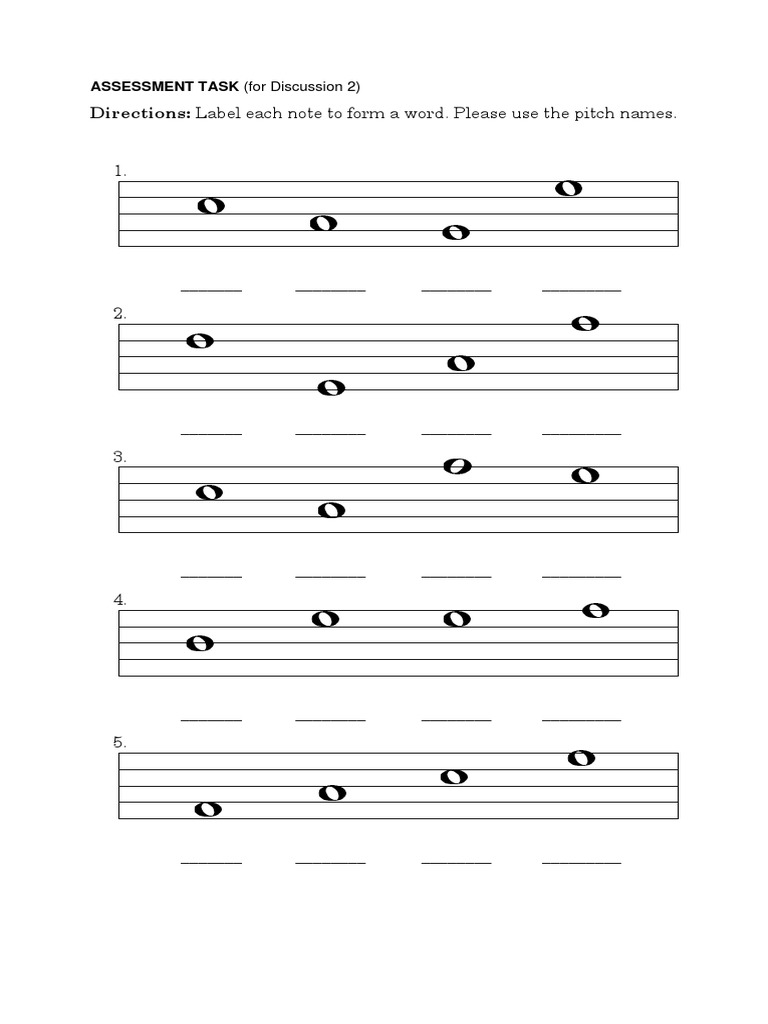 Pitch Name Word Formation Task | PDF
