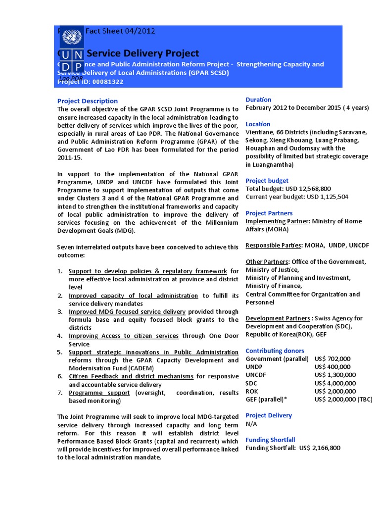 GPAR Service Delivery Project Overview | PDF | United Nations ...