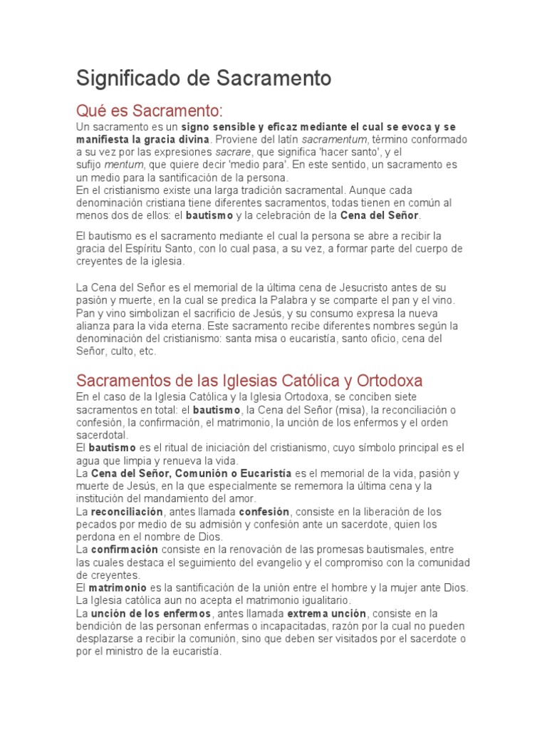 Significado de Sacramento | PDF | Sacramentos | Confirmación