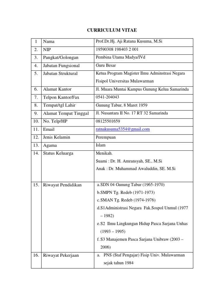 4 CV Prof. Ratna | PDF