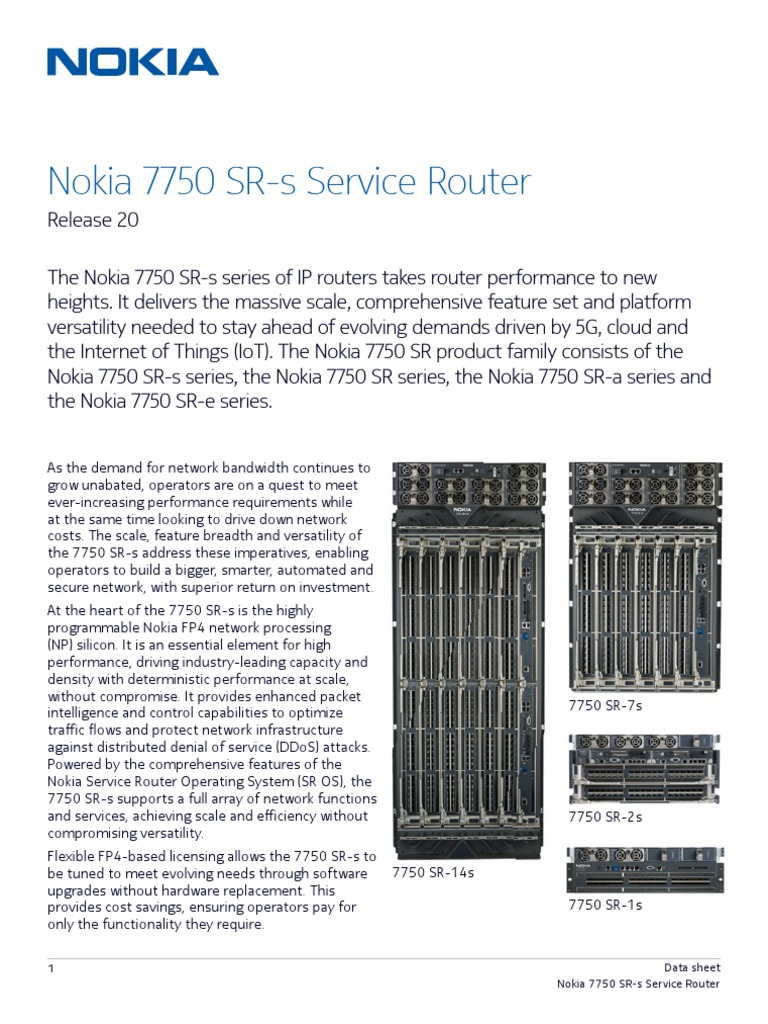 1 Data Sheet Nokia 7750 SR-s Service Router | PDF | Multiprotocol Label ...