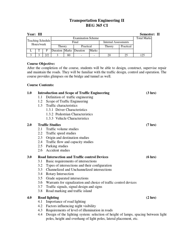 Transportation Engineering II PDF | PDF | Road Surface | Road
