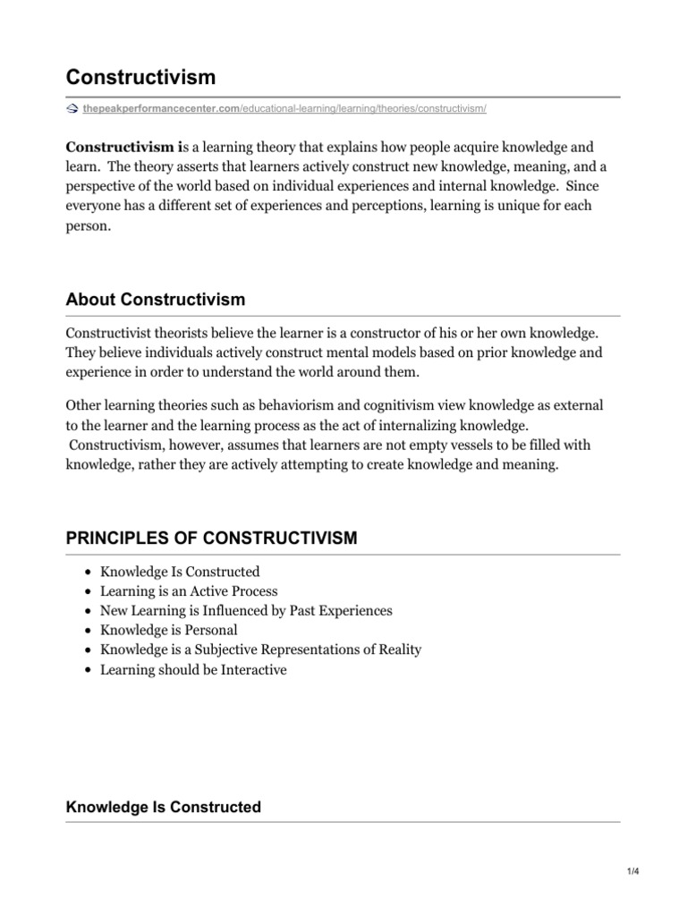 Constructivism PDF | PDF | Constructivism (Philosophy Of Education ...