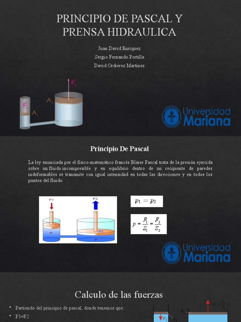 Presentacion Principio de Pascal | PDF | Gases | Ingeniería mecánica