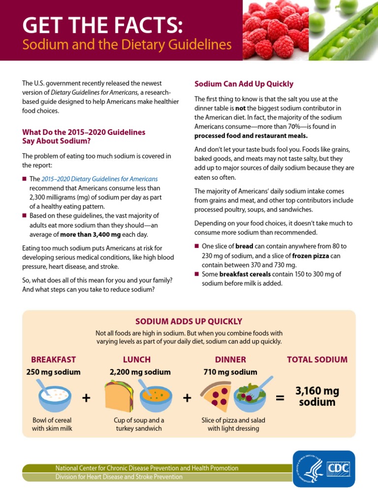 Get The Facts:: Sodium and The Dietary Guidelines | PDF | Salt | Foods