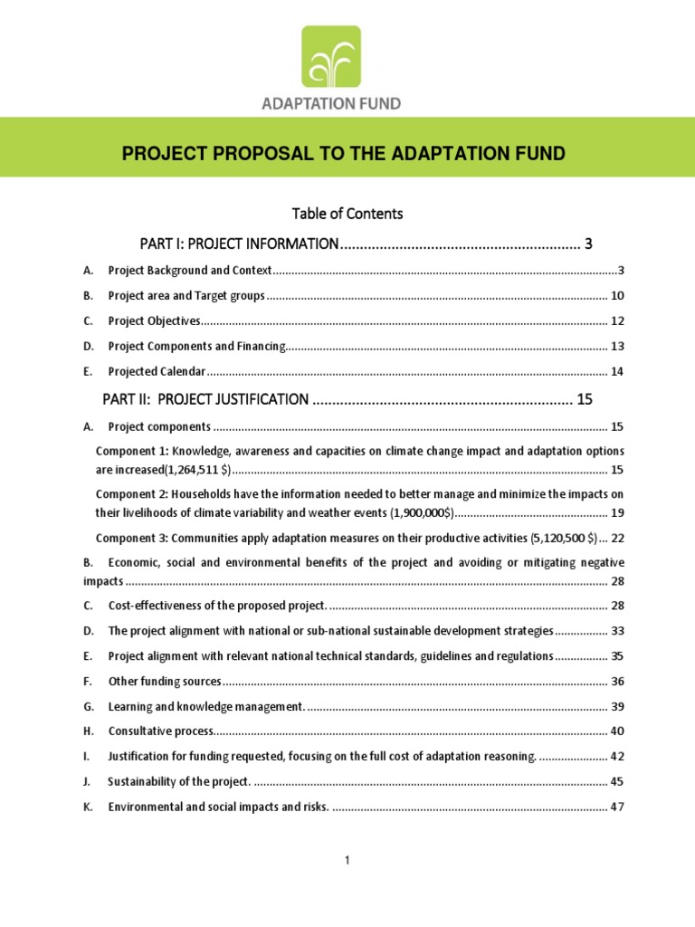 Project Proposal To The Adaptation Fund | PDF | Global Warming ...