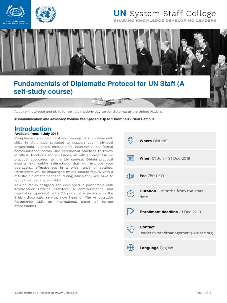Fundamentals of Diplomatic Protocol For UN Staff (A Self-Study Course ...