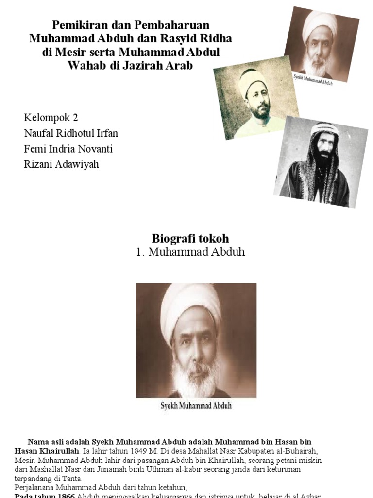Pemikiran Dan Pembaharuan Muhammad Abduh Dan Rasyid Ridha Di Mesir ...