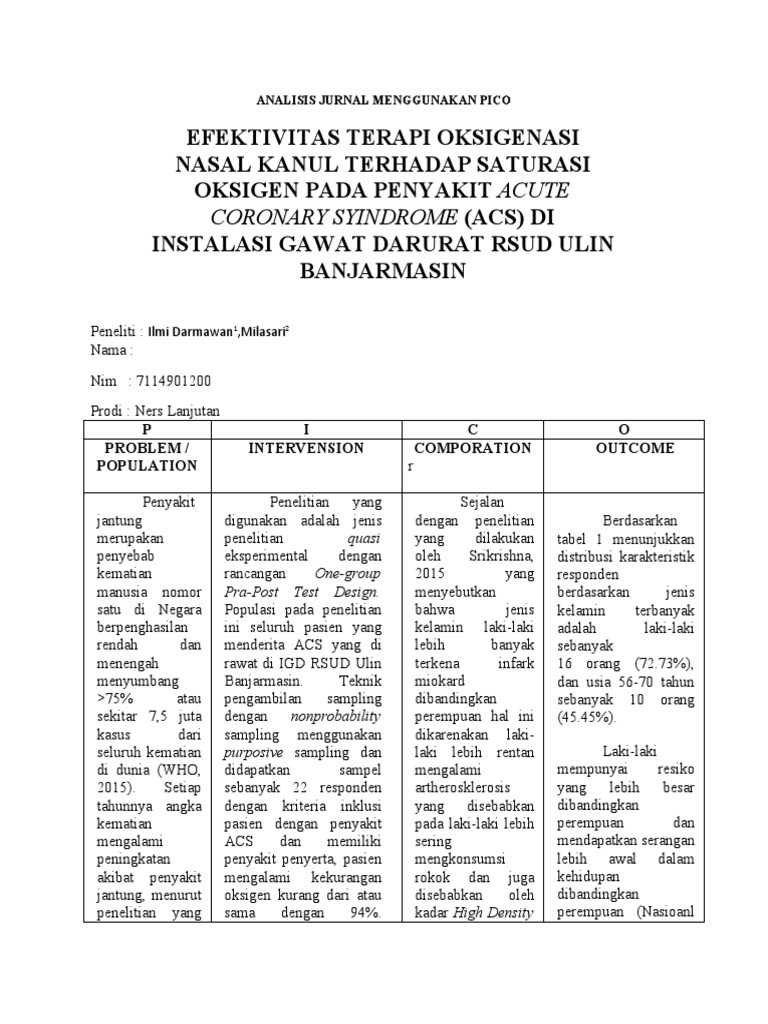 Indri Sudirman Ilyas-Analisa Jurnal Menggunakan Metode Pico | PDF