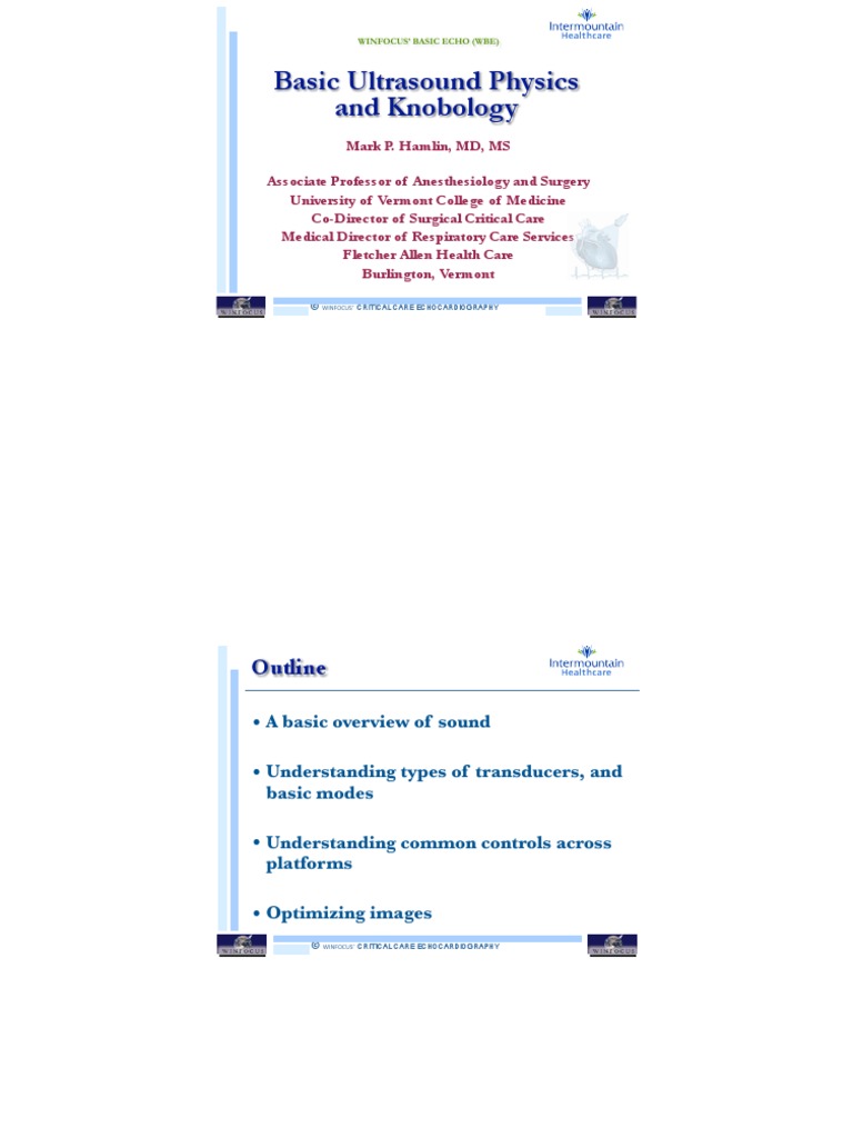 2F 2014 Utah Basic Physics Knobology Hamlin PDF | PDF | Medical Ultrasound | Doppler Effect