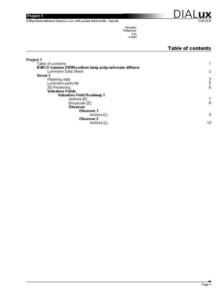 1 Luminaire Data Sheet 2 Planning Data 3 Luminaire Parts List 5 3D ...
