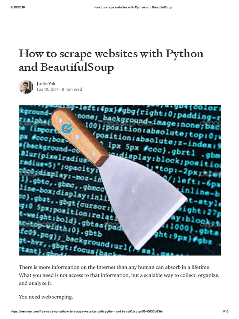 How To Scrape Websites With Python and BeautifulSoup PDF | PDF | Html ...