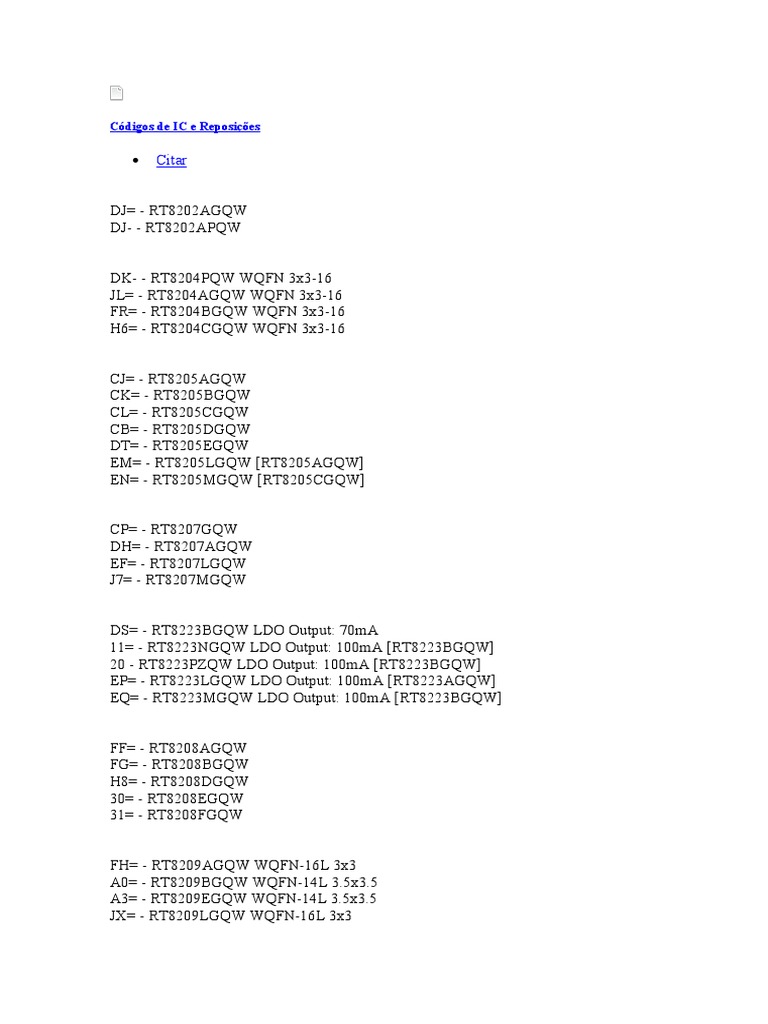 IC Codes and Replacements List | PDF