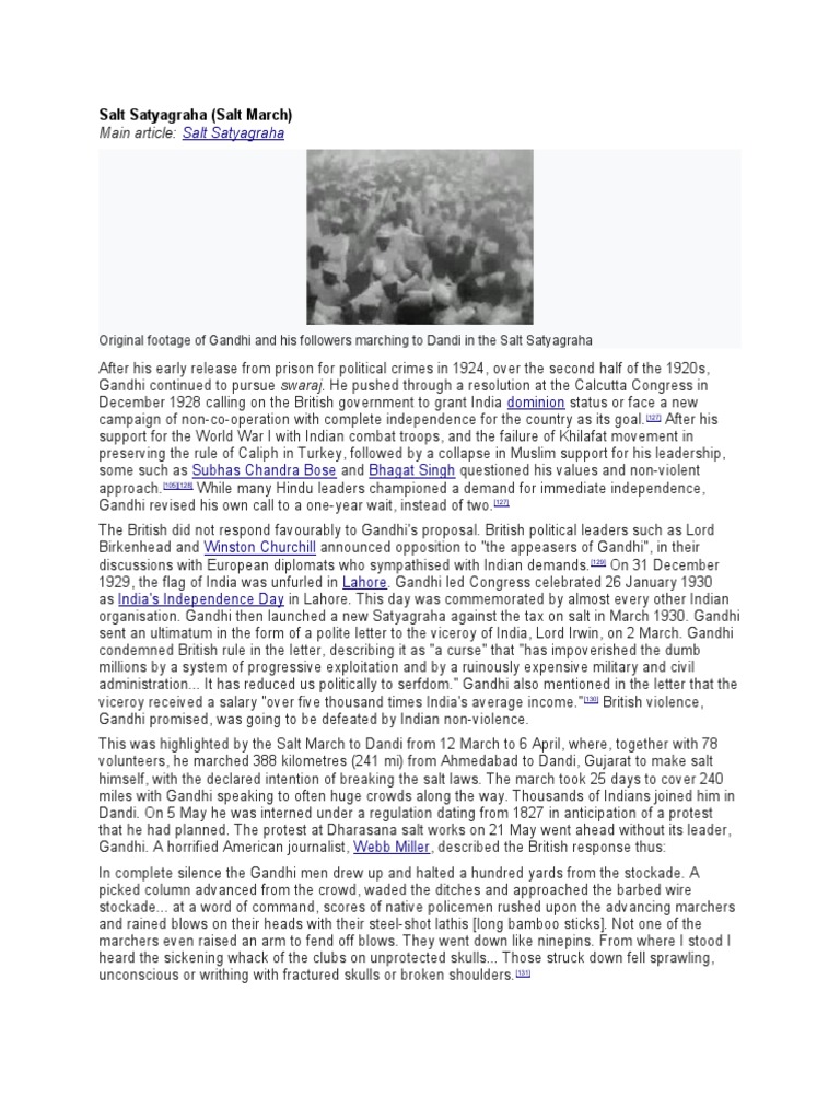Salt Satyagraha | PDF | Mahatma Gandhi | Partition Of India