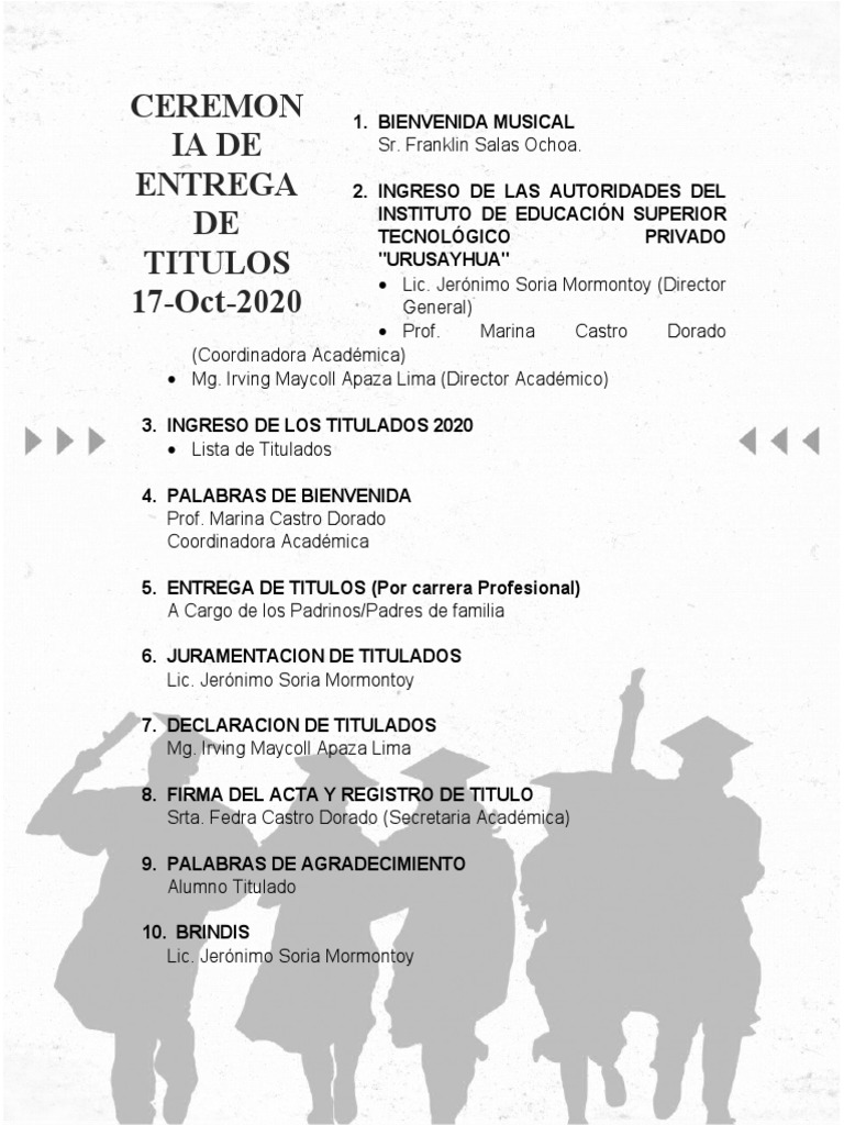 Programa de Entrega de Titulos 2020 | PDF